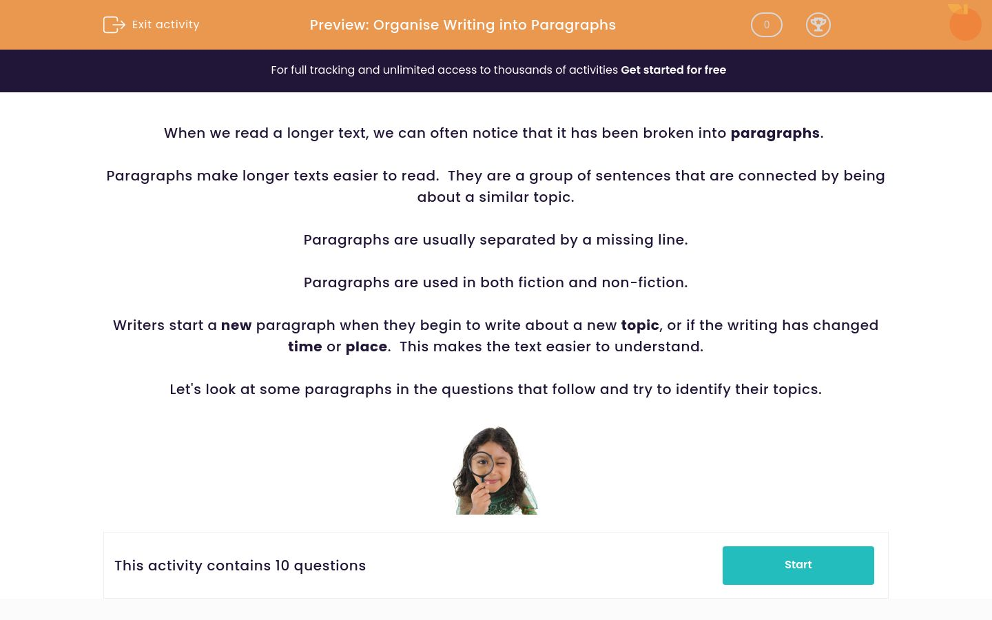 Organise Writing into Paragraphs Worksheet - EdPlace
