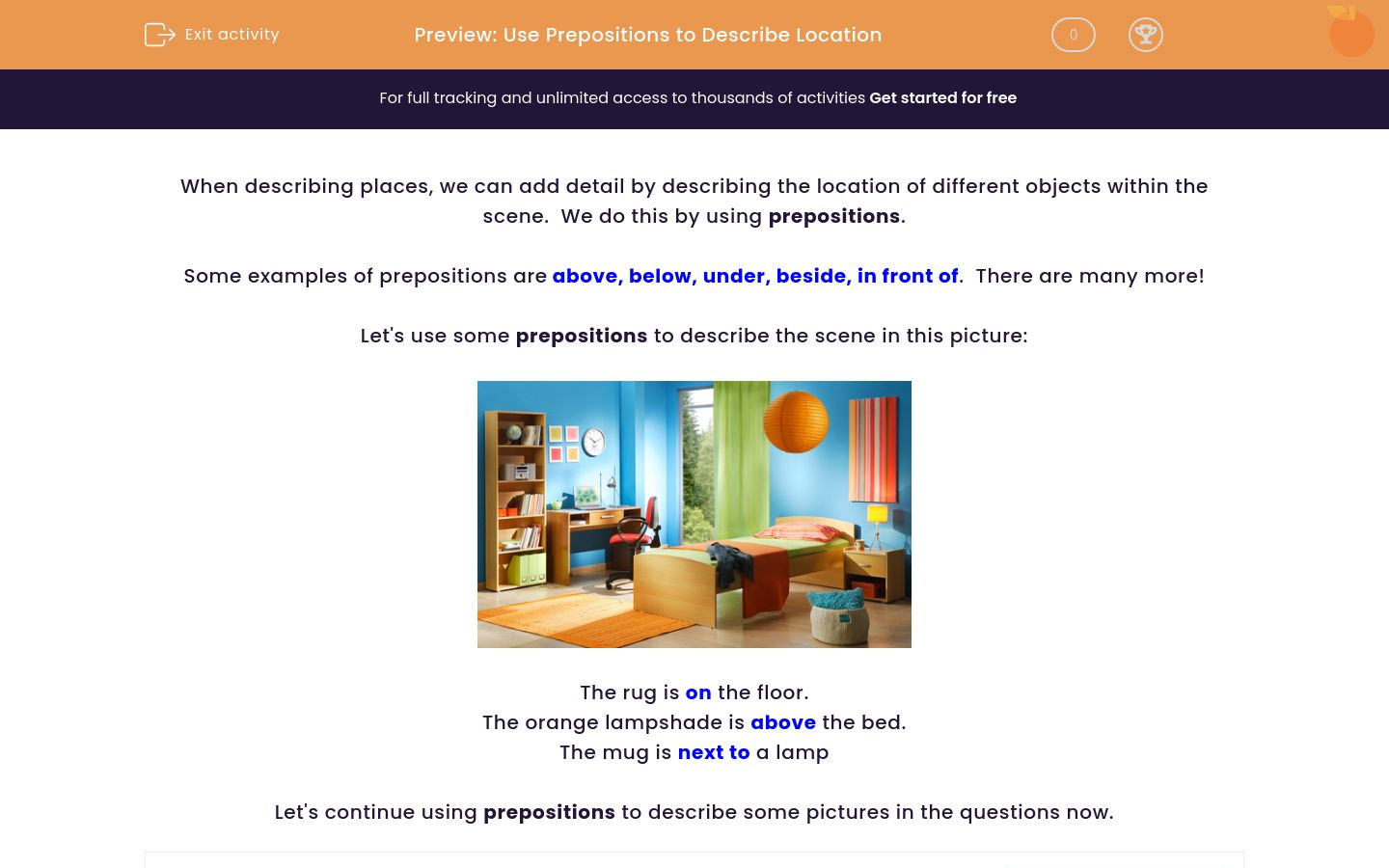 Use Prepositions to Describe Location Worksheet - EdPlace