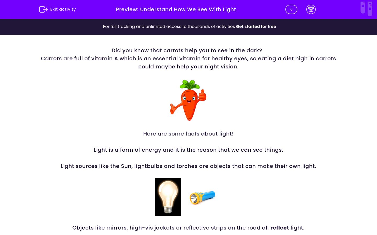 Understand How We See With Light Worksheet - EdPlace