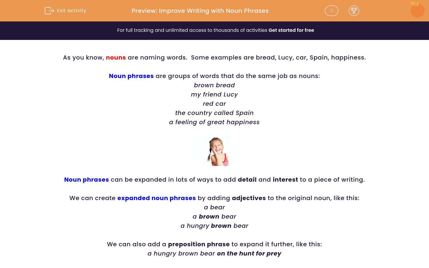 Improve Writing with Noun Phrases Worksheet - EdPlace
