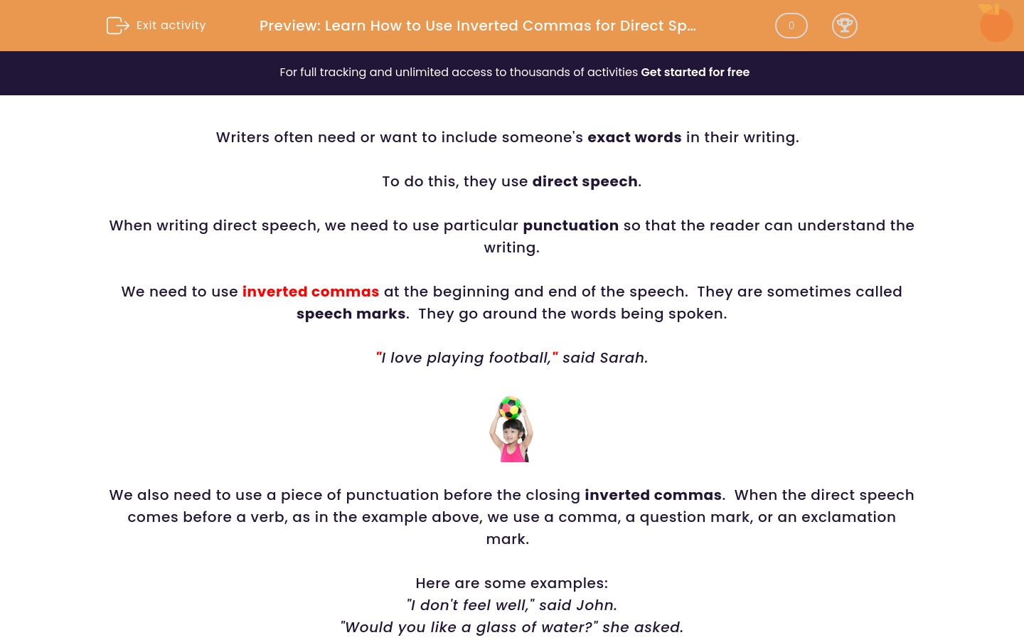 Learn How to Use Inverted Commas for Direct Speech Worksheet - EdPlace
