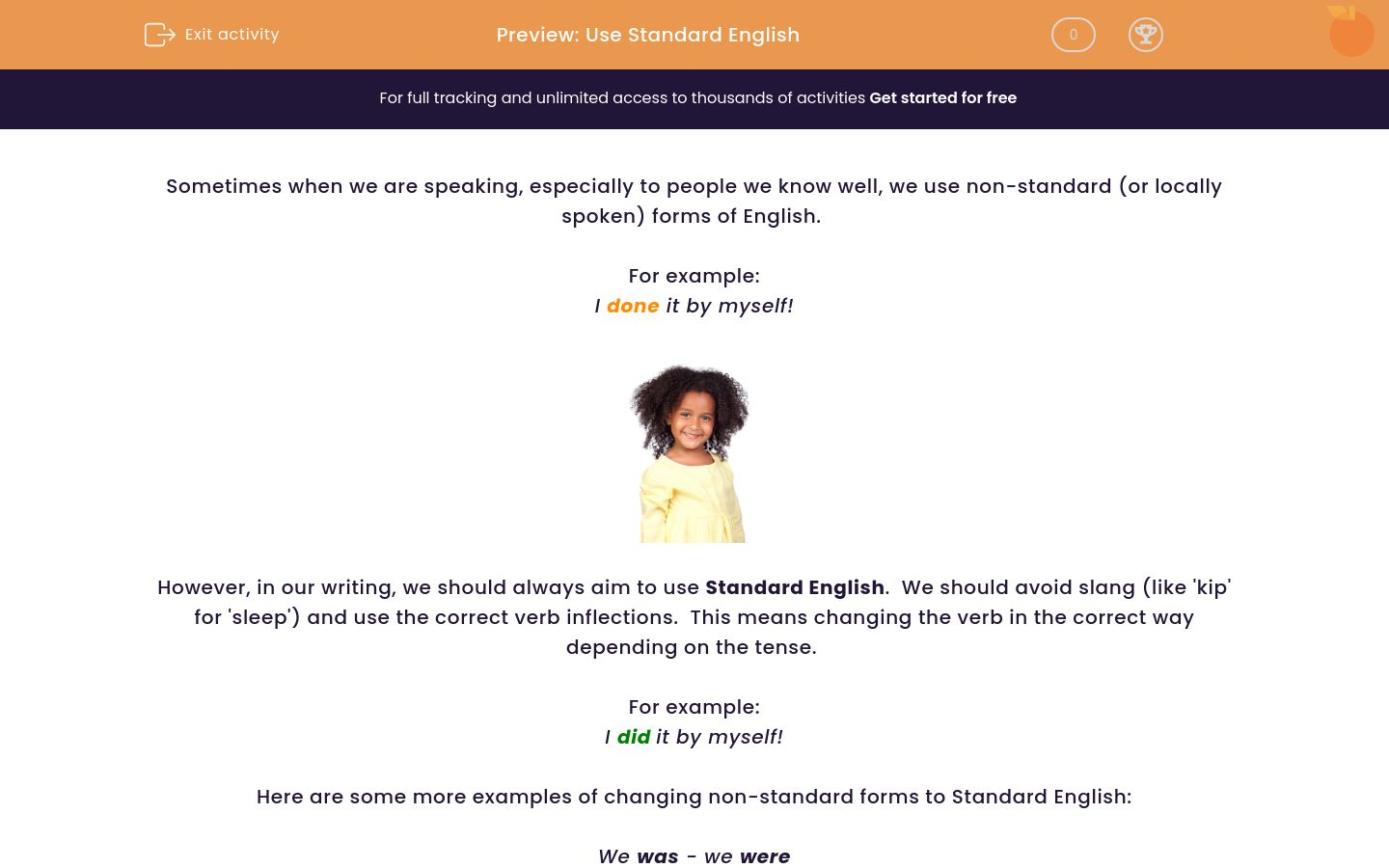 Use Standard English Worksheet - EdPlace