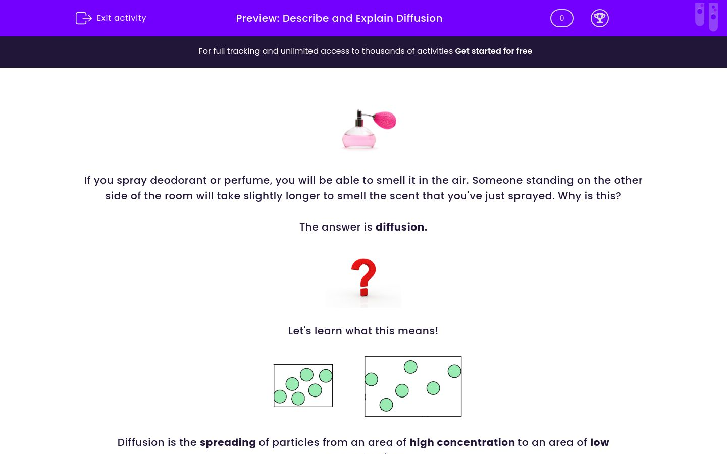 Describe and Explain Diffusion Worksheet - EdPlace