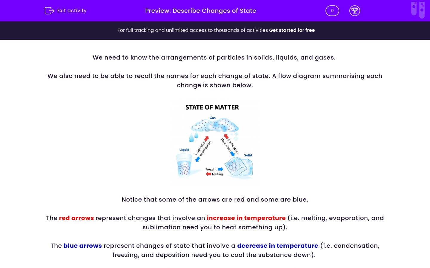 Describe Changes of State Worksheet - EdPlace