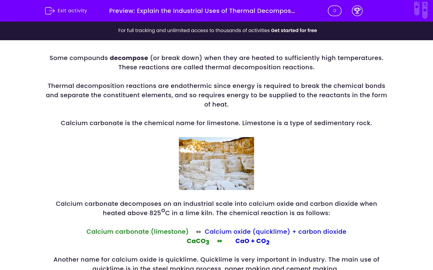 Explain the Industrial Uses of Thermal Decomposition Worksheet - EdPlace
