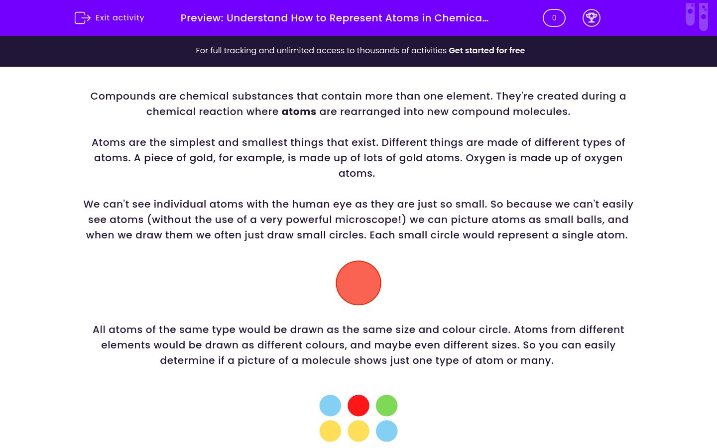 Understand How to Represent Atoms in Chemical Reactions Worksheet - EdPlace