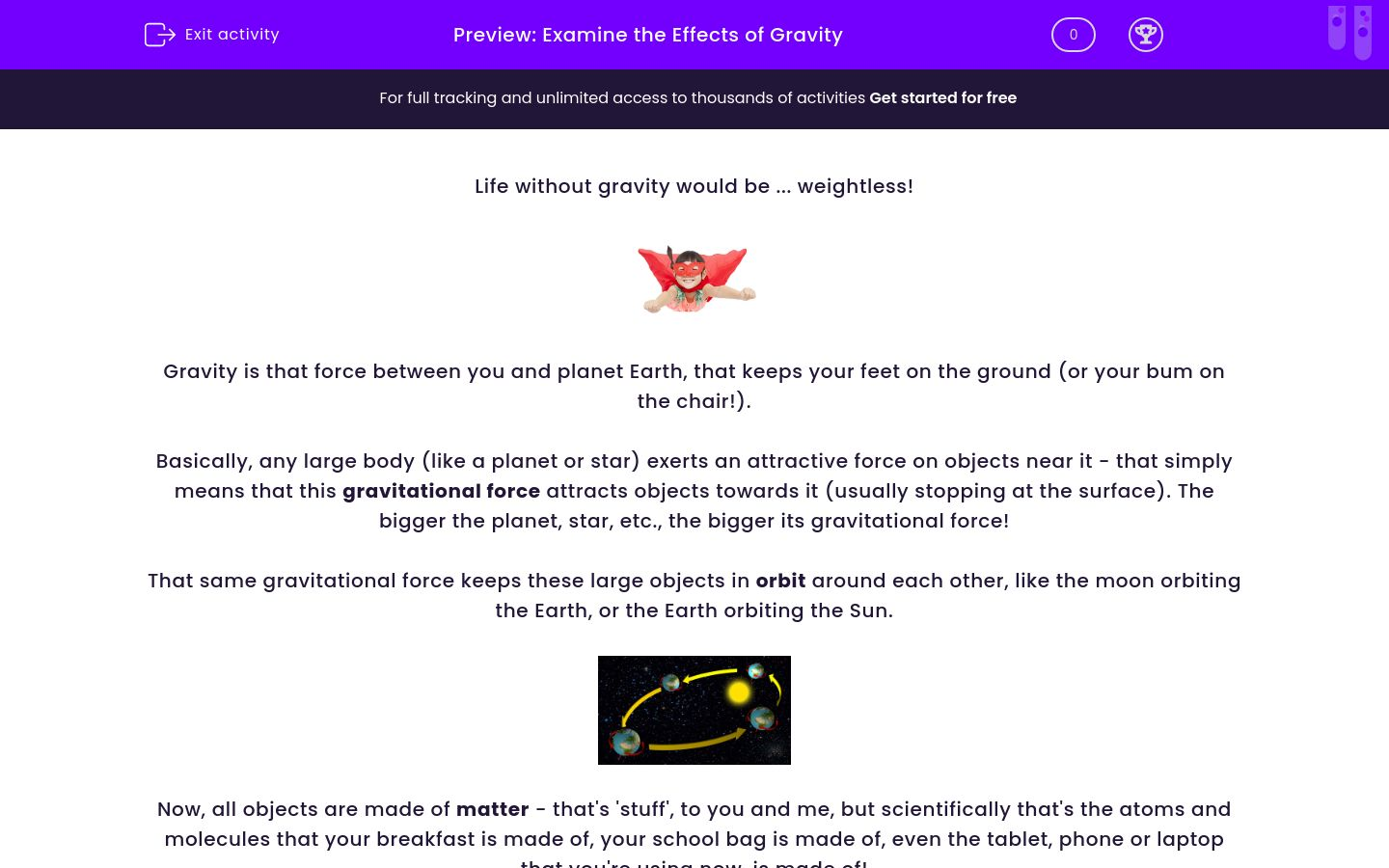 Examine the Effects of Gravity Worksheet - EdPlace