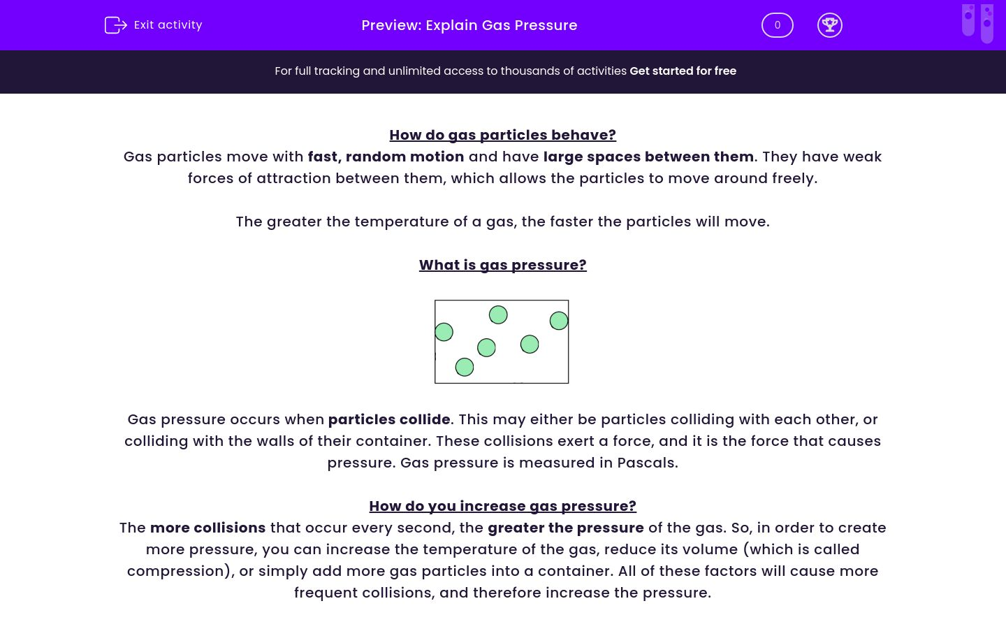 Explain Gas Pressure Worksheet - EdPlace