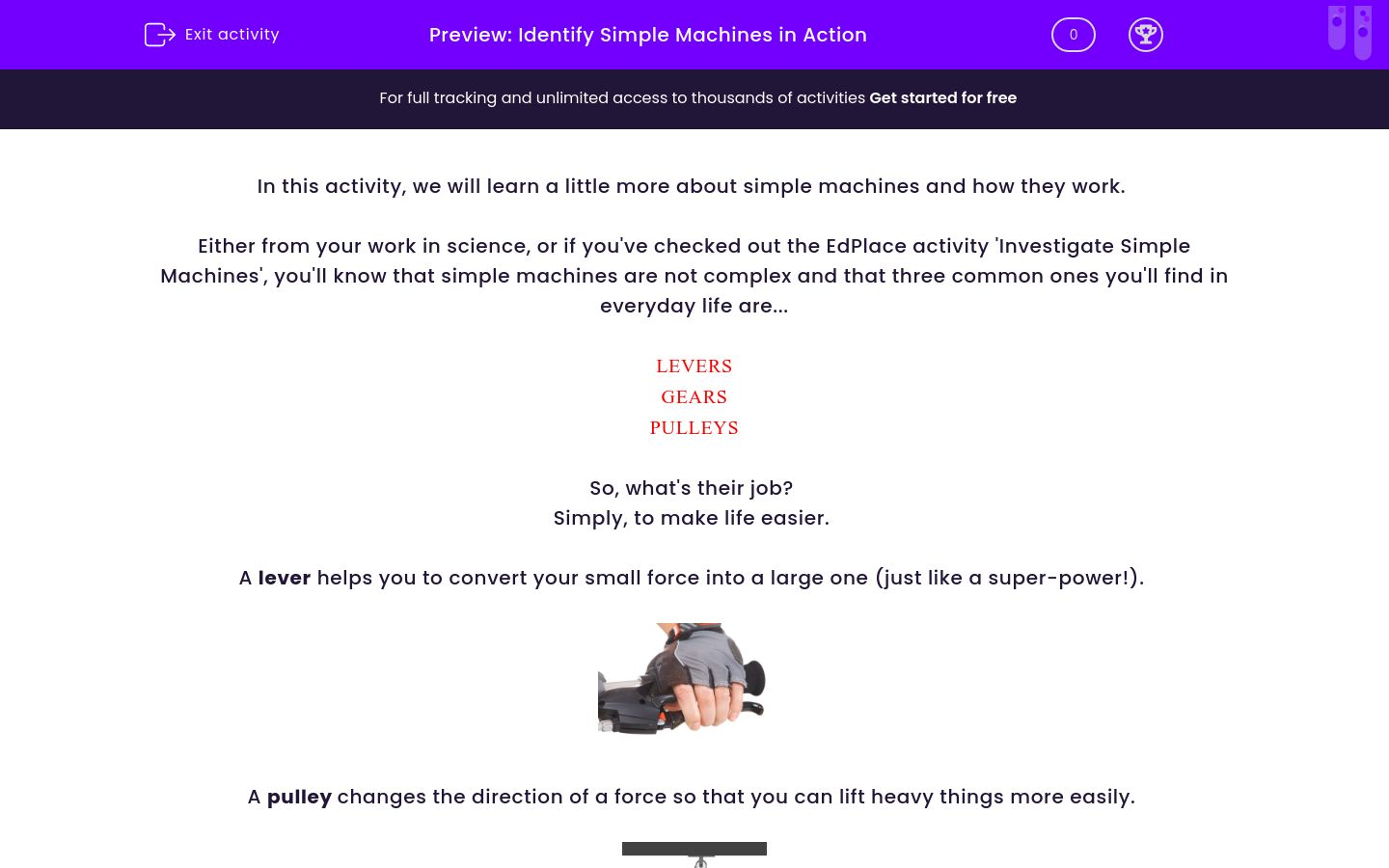 Identify Simple Machines in Action Worksheet - EdPlace