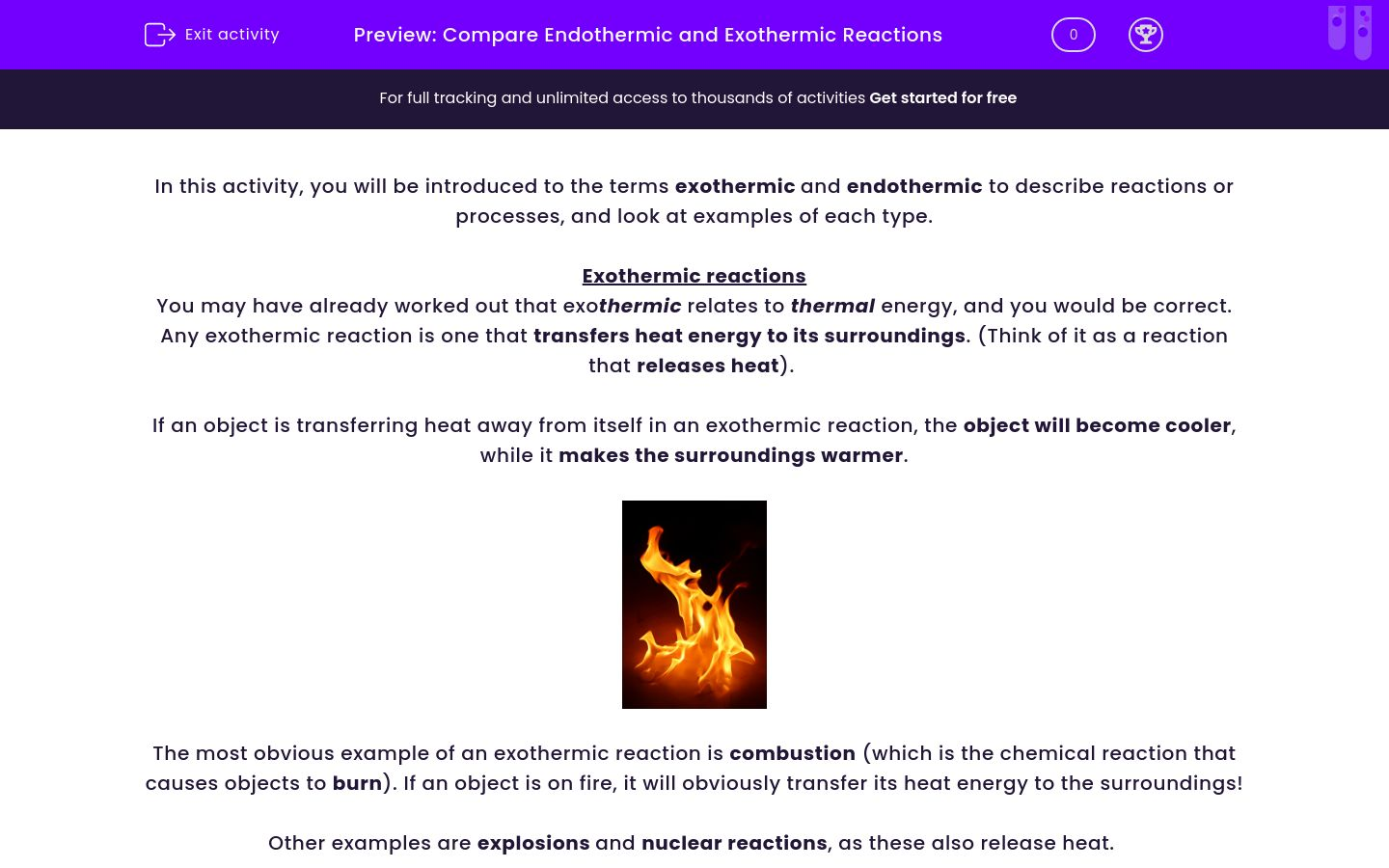 Compare Endothermic and Exothermic Reactions Worksheet - EdPlace