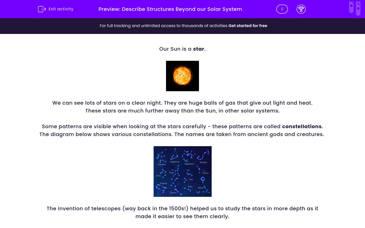 Describe Structures Beyond our Solar System Worksheet - EdPlace