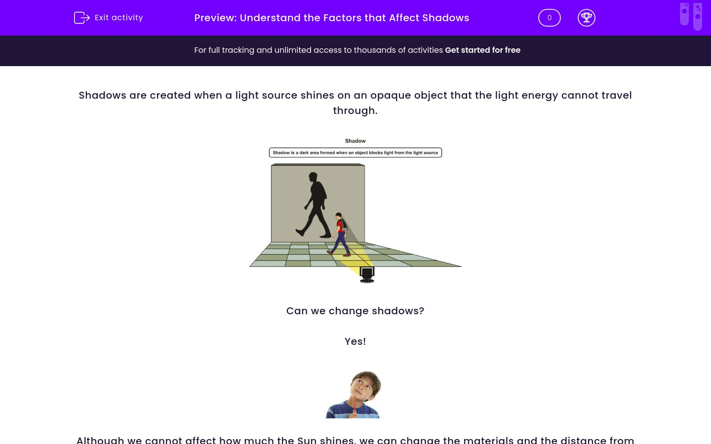 Understand the Factors that Affect Shadows Worksheet - EdPlace