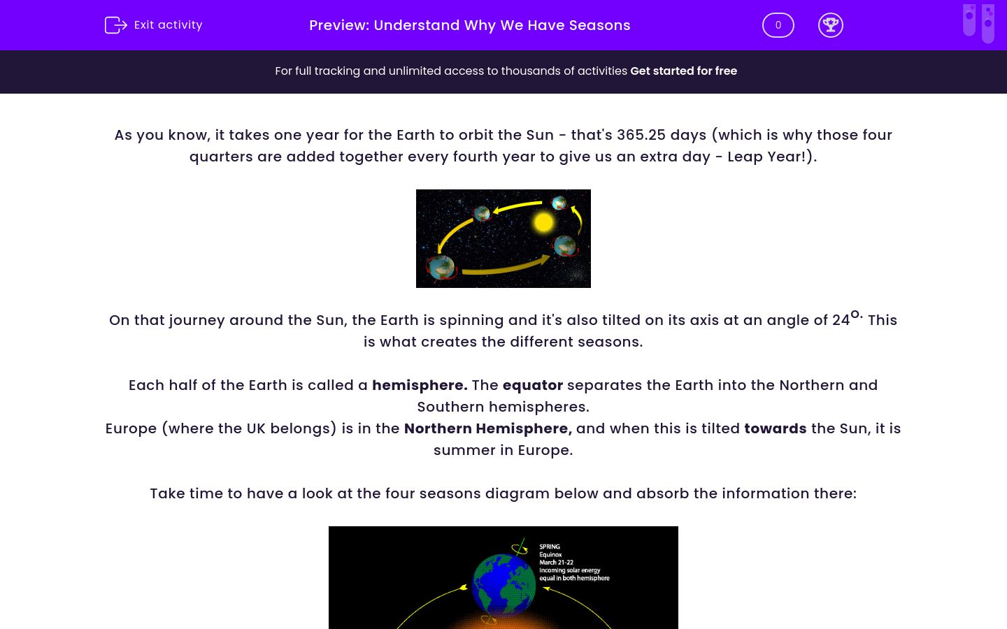 Understand Why We Have Seasons Worksheet - EdPlace