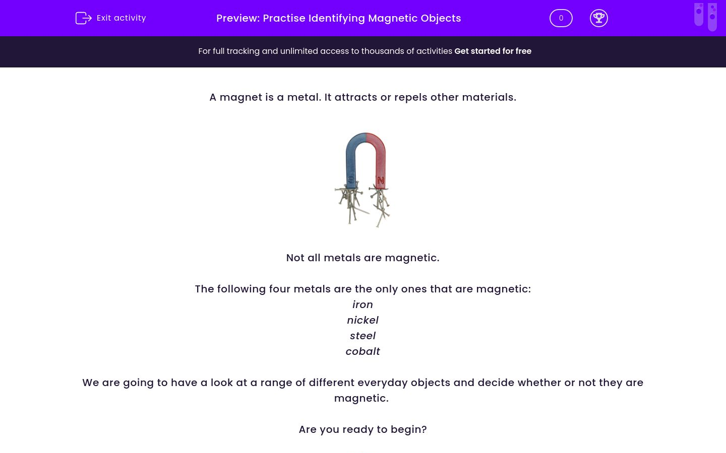 Practise Identifying Magnetic Objects Worksheet - EdPlace