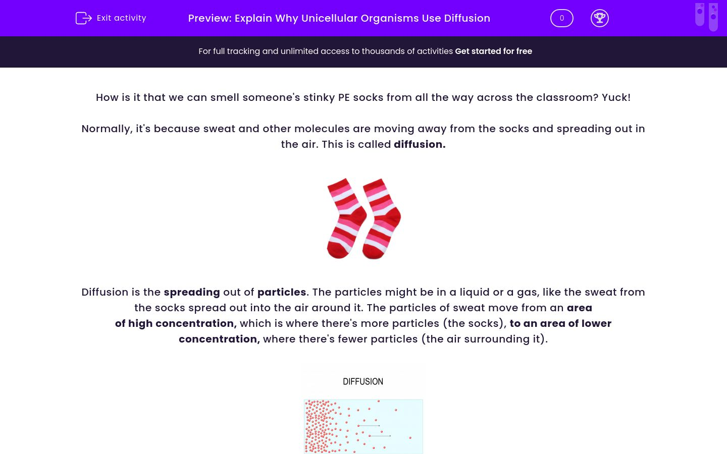 Explain Why Unicellular Organisms Use Diffusion Worksheet - EdPlace