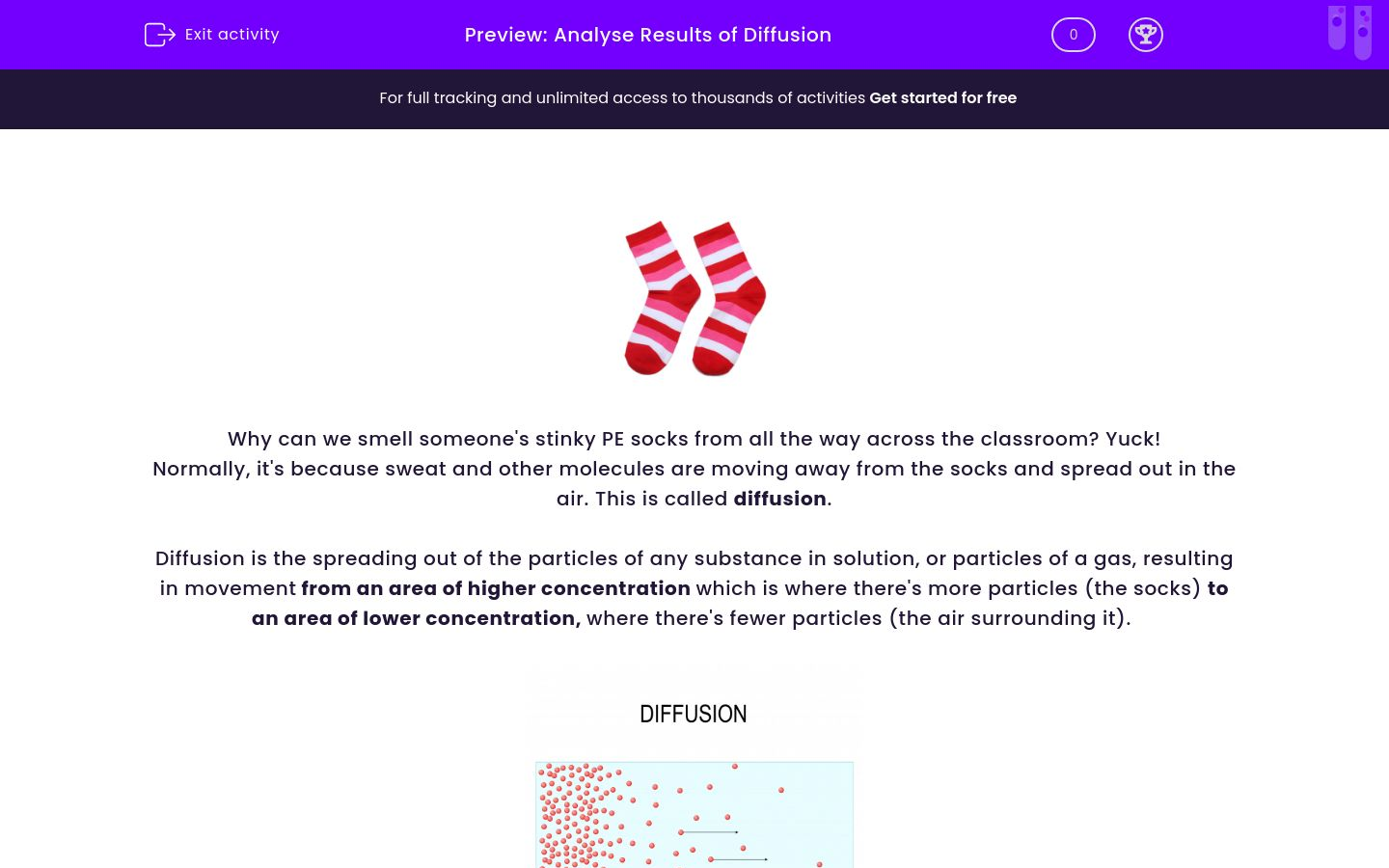 Analyse Results of Diffusion Worksheet - EdPlace