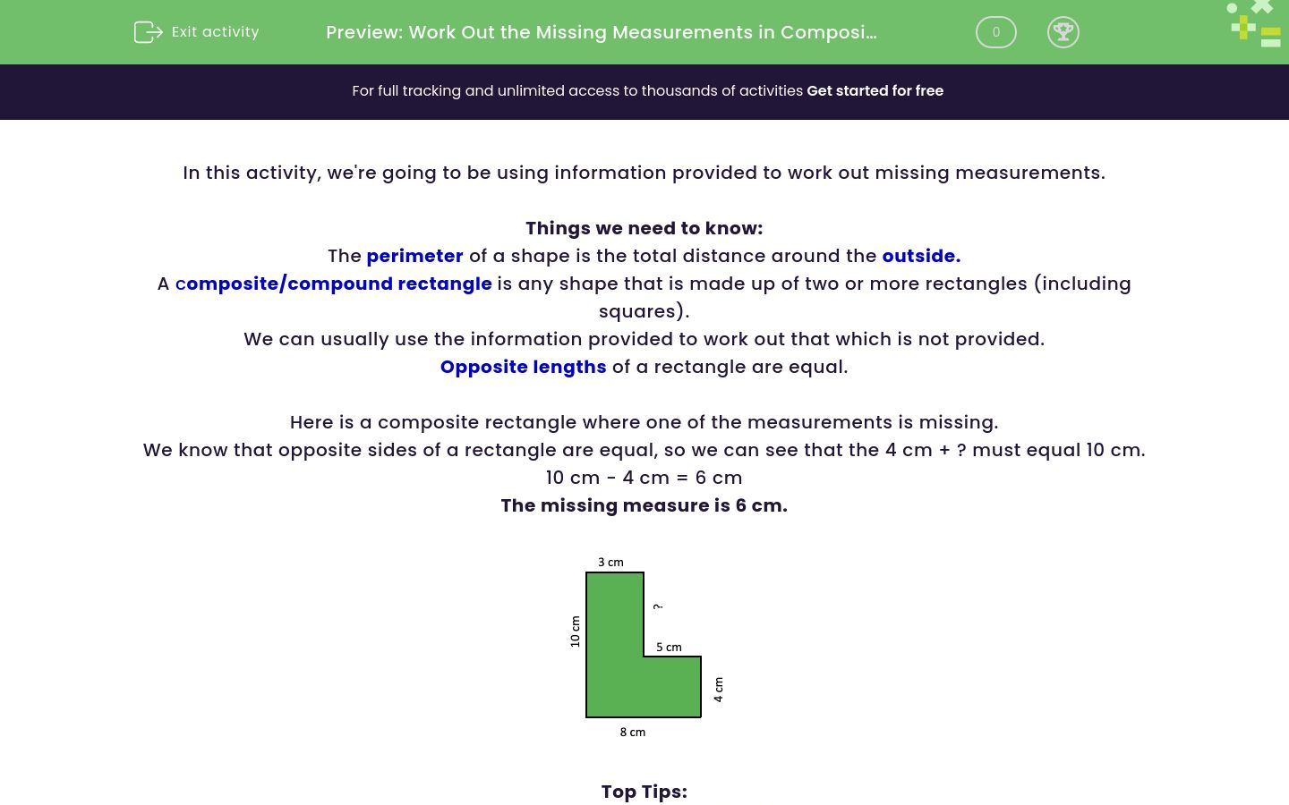 Work Out the Missing Measurements in Composite Shapes Worksheet - EdPlace
