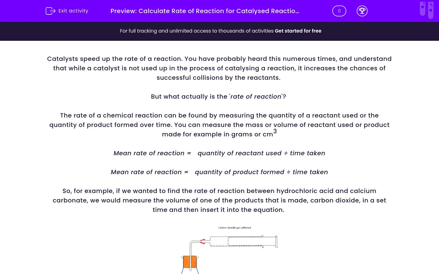 Calculate Rate of Reaction for Catalysed Reactions Worksheet - EdPlace