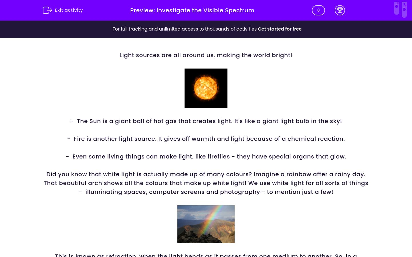 Investigate the Visible Spectrum Worksheet - EdPlace