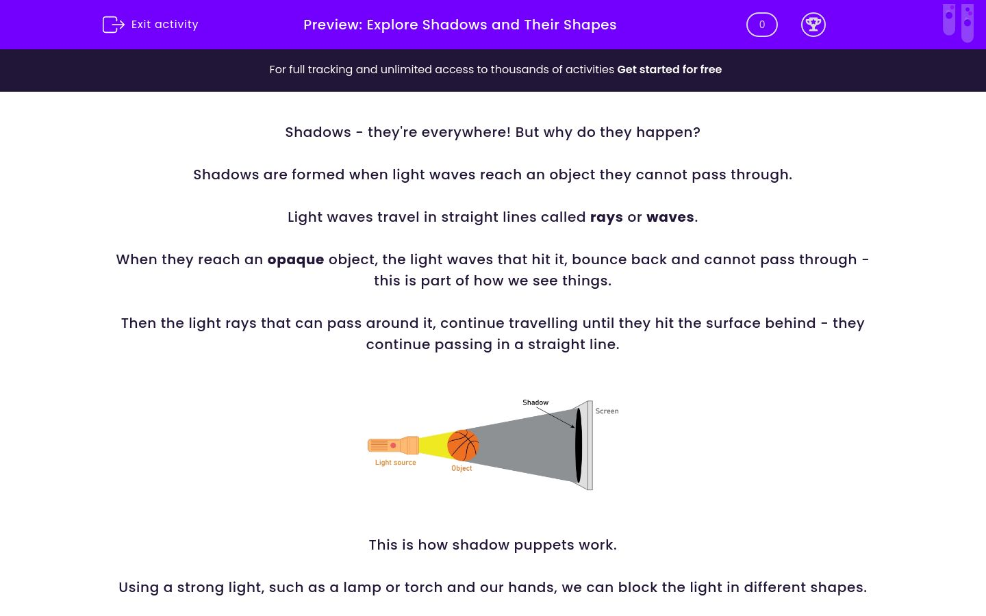 Explore Shadows and Their Shapes Worksheet - EdPlace