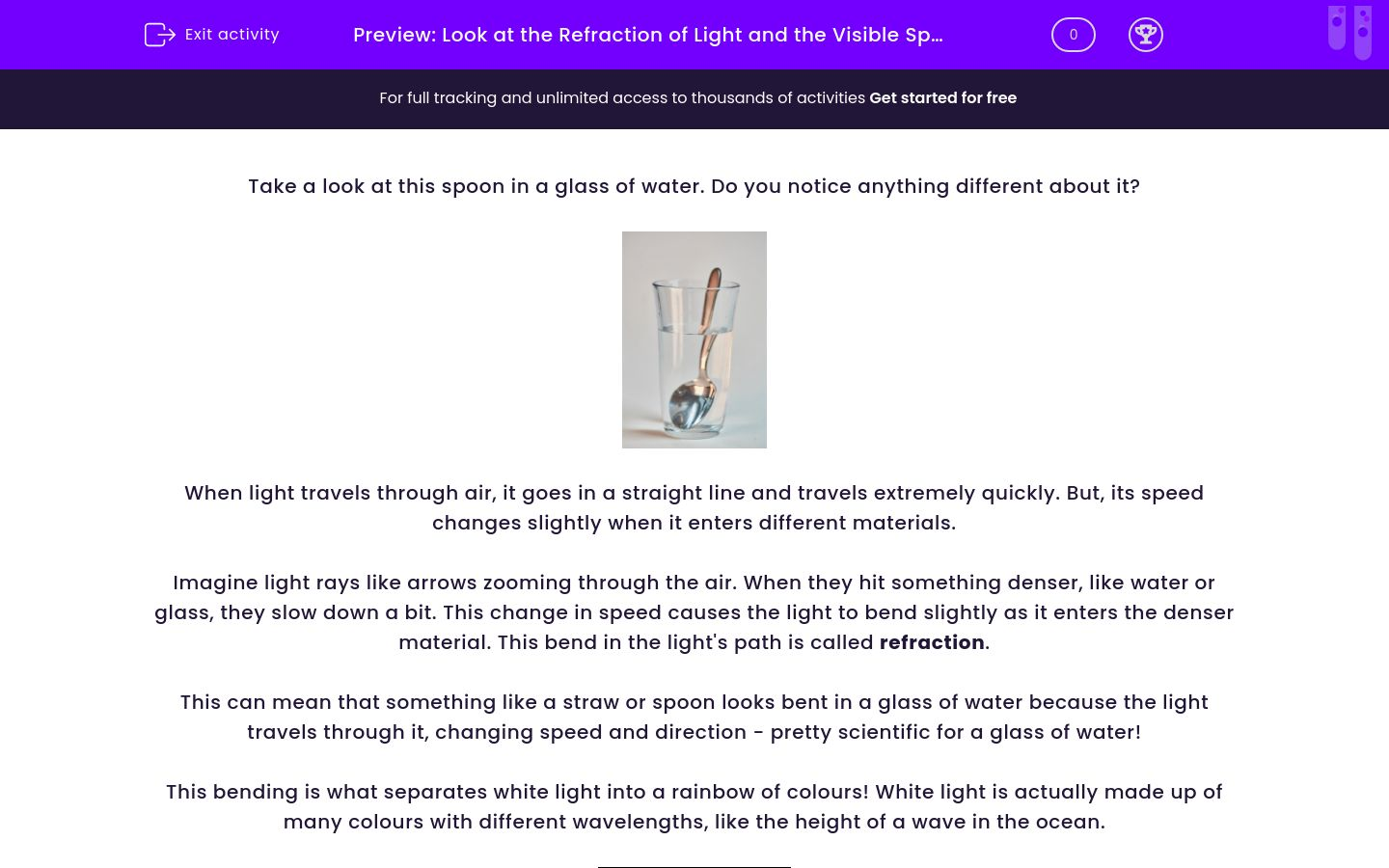 Look at the Refraction of Light and the Visible Spectrum Worksheet ...