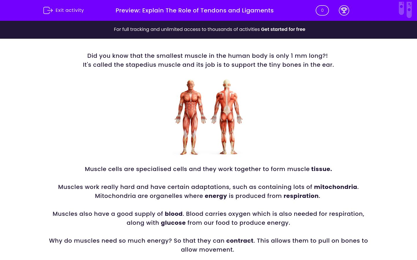Explain The Role of Tendons and Ligaments Worksheet - EdPlace