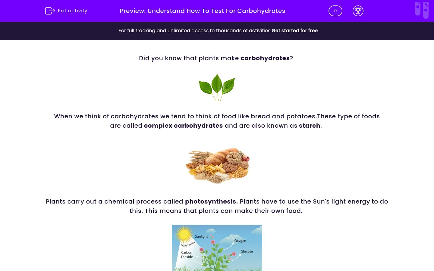Understand How To Test For Carbohydrates in Plants Worksheet - EdPlace