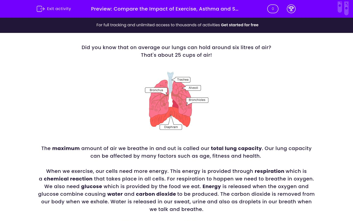 Compare the Impact of Exercise, Asthma and Smoking on the Gas Exchange ...