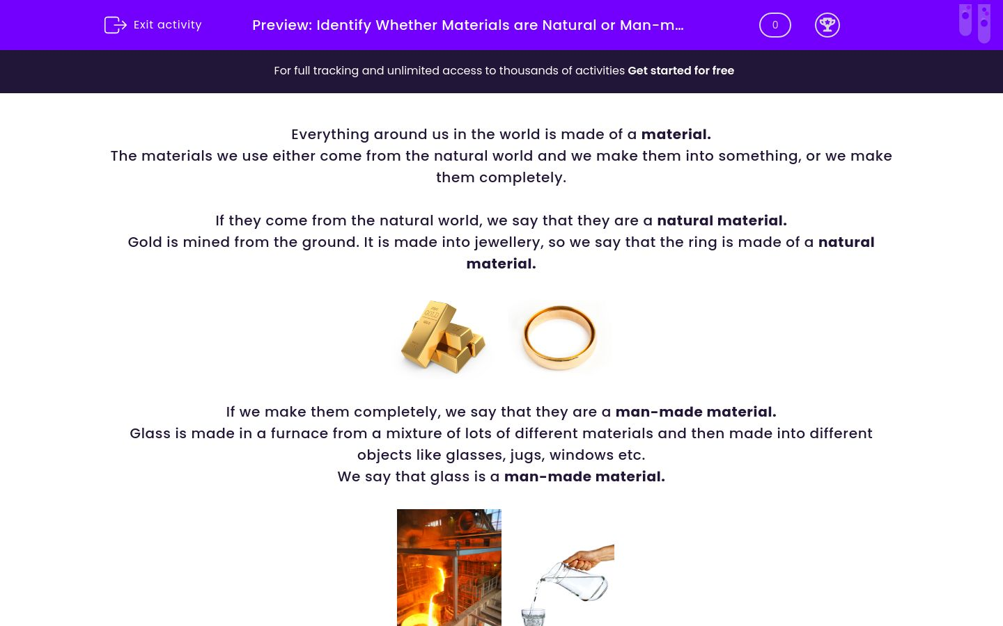 Identify Whether Materials are Natural or Man-made Worksheet - EdPlace