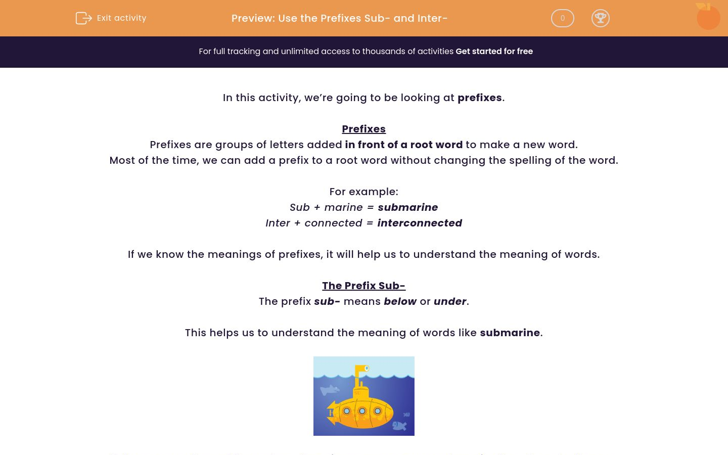 Use the Prefixes Sub- and Inter- Worksheet - EdPlace