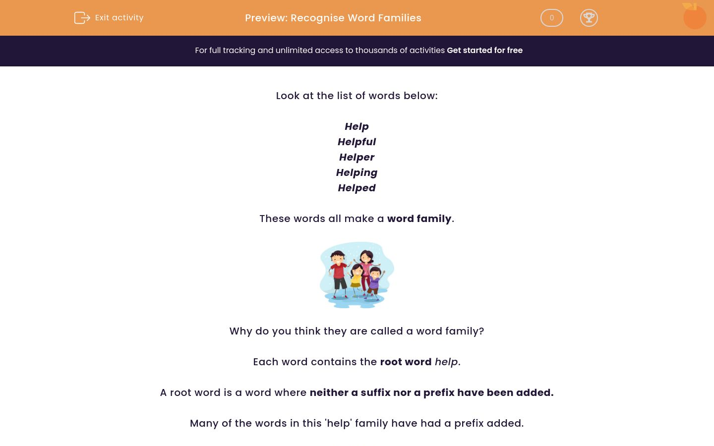 Recognise Word Families Worksheet - EdPlace