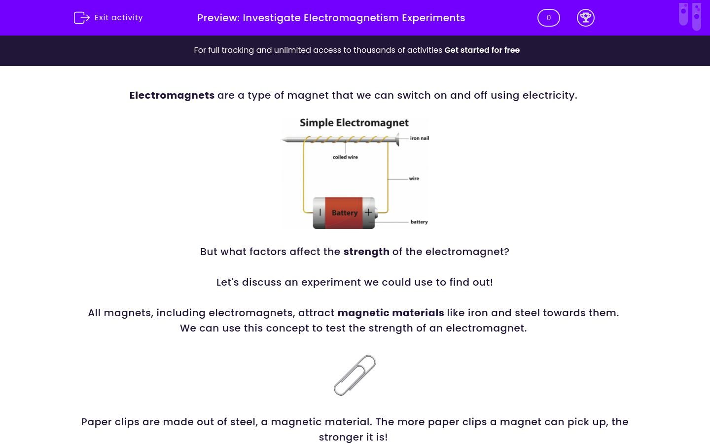Investigate Electromagnetism Experiments Worksheet - EdPlace