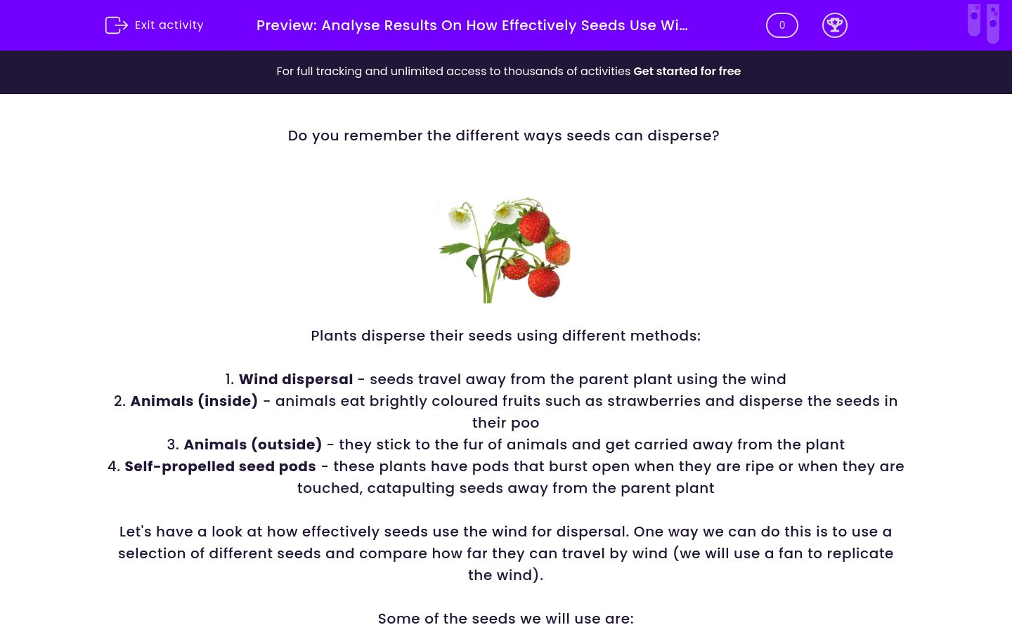 Analyse Results On How Effectively Seeds Use Wind Dispersal Worksheet ...