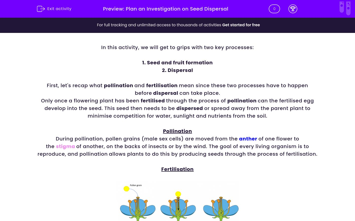 Plan an Investigation on Seed Dispersal Worksheet - EdPlace