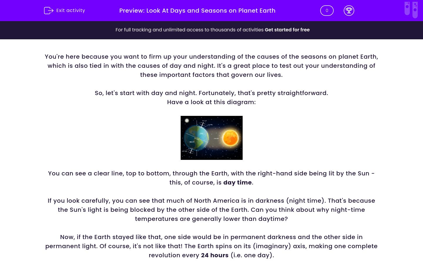 Look At Days and Seasons on Planet Earth Worksheet - EdPlace