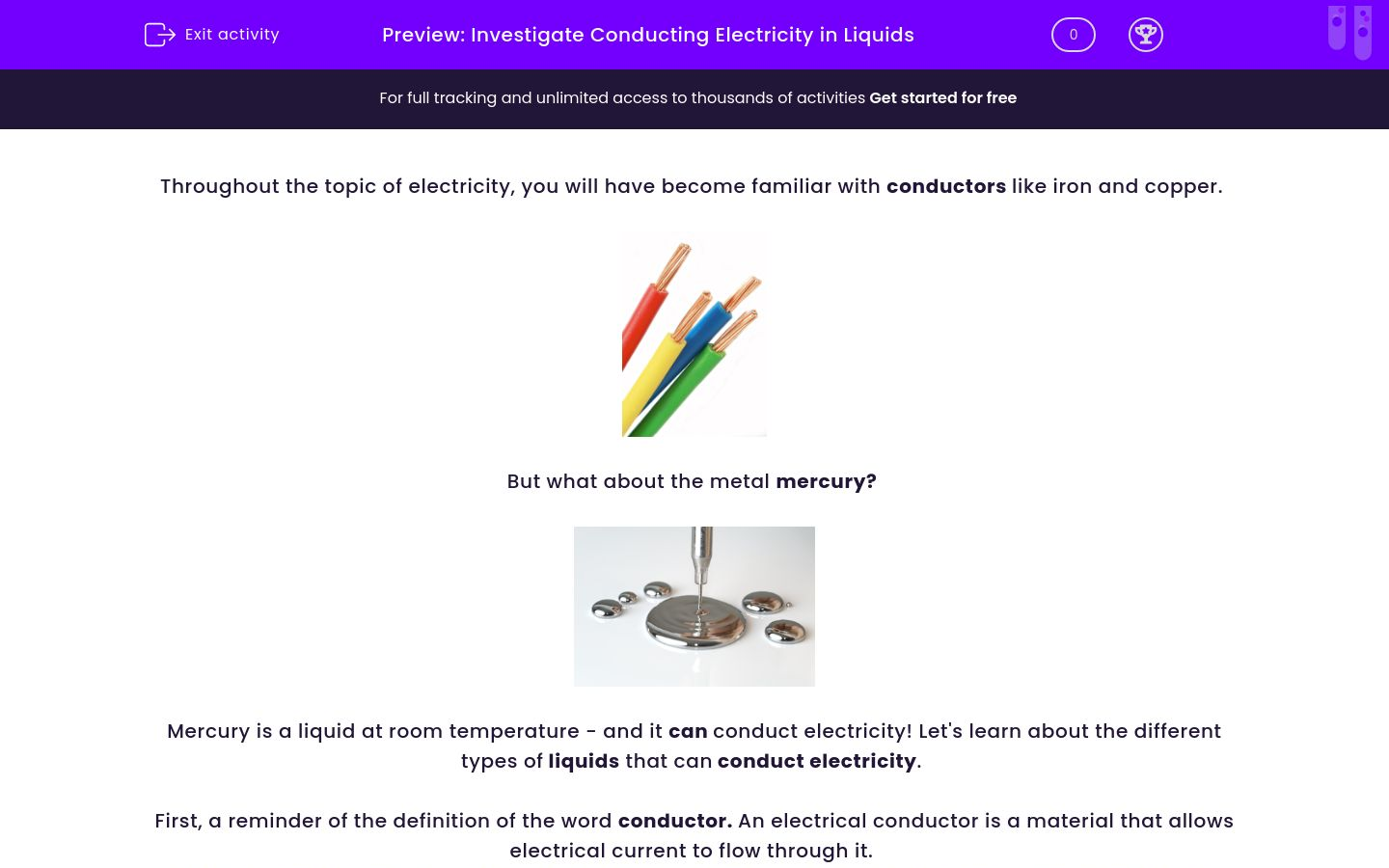 Investigate Conducting Electricity in Liquids Worksheet - EdPlace