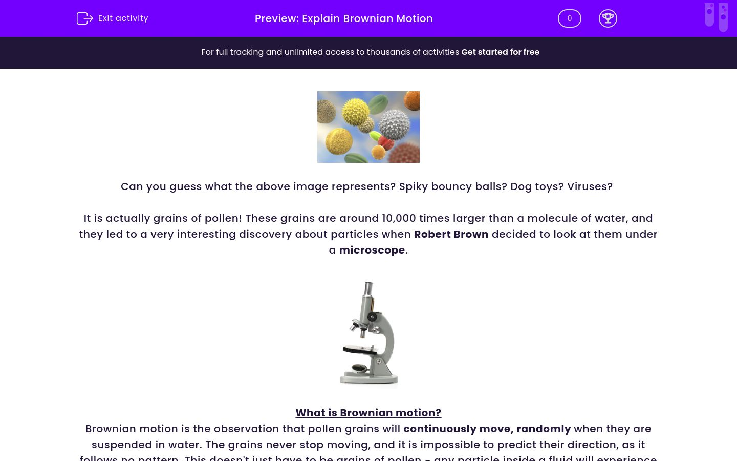 Explain Brownian Motion Worksheet - EdPlace