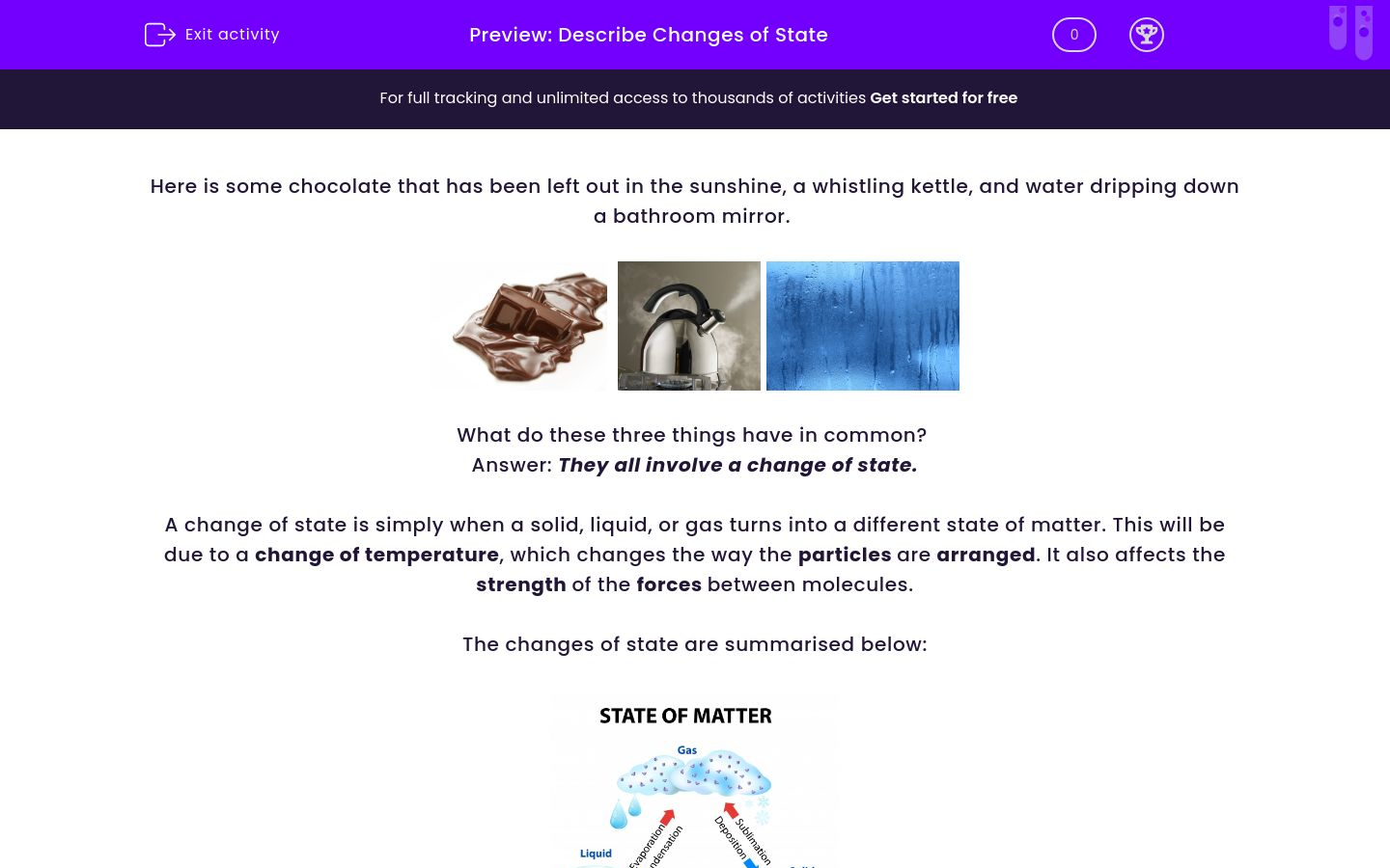 Describe Changes of State Worksheet - EdPlace